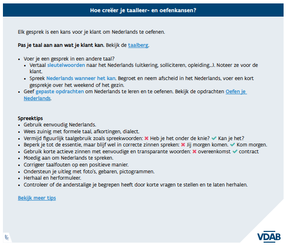 Anderstaligen: Communiceren met anderstaligen - communicatiewijzer | VDAB Extranet